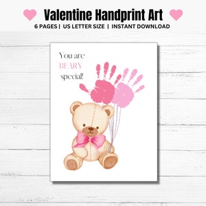 Valentine Handprint Craft ART Printable, Valentine Preschool Art ...