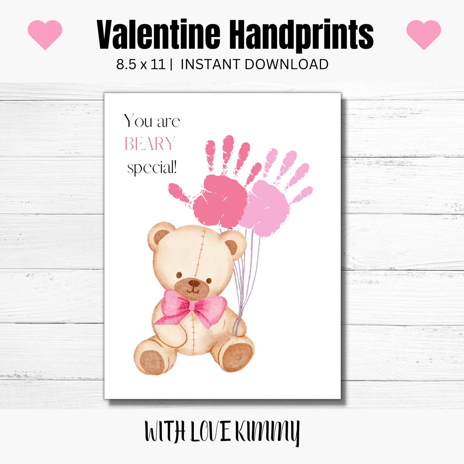 Valentine Handprint Craft Printable Bundle, Valentine Preschool Craft ...