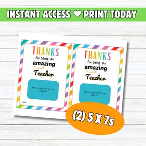 Teacher Appreciation Printable Gift Card Holder, Teacher Gift Card ...