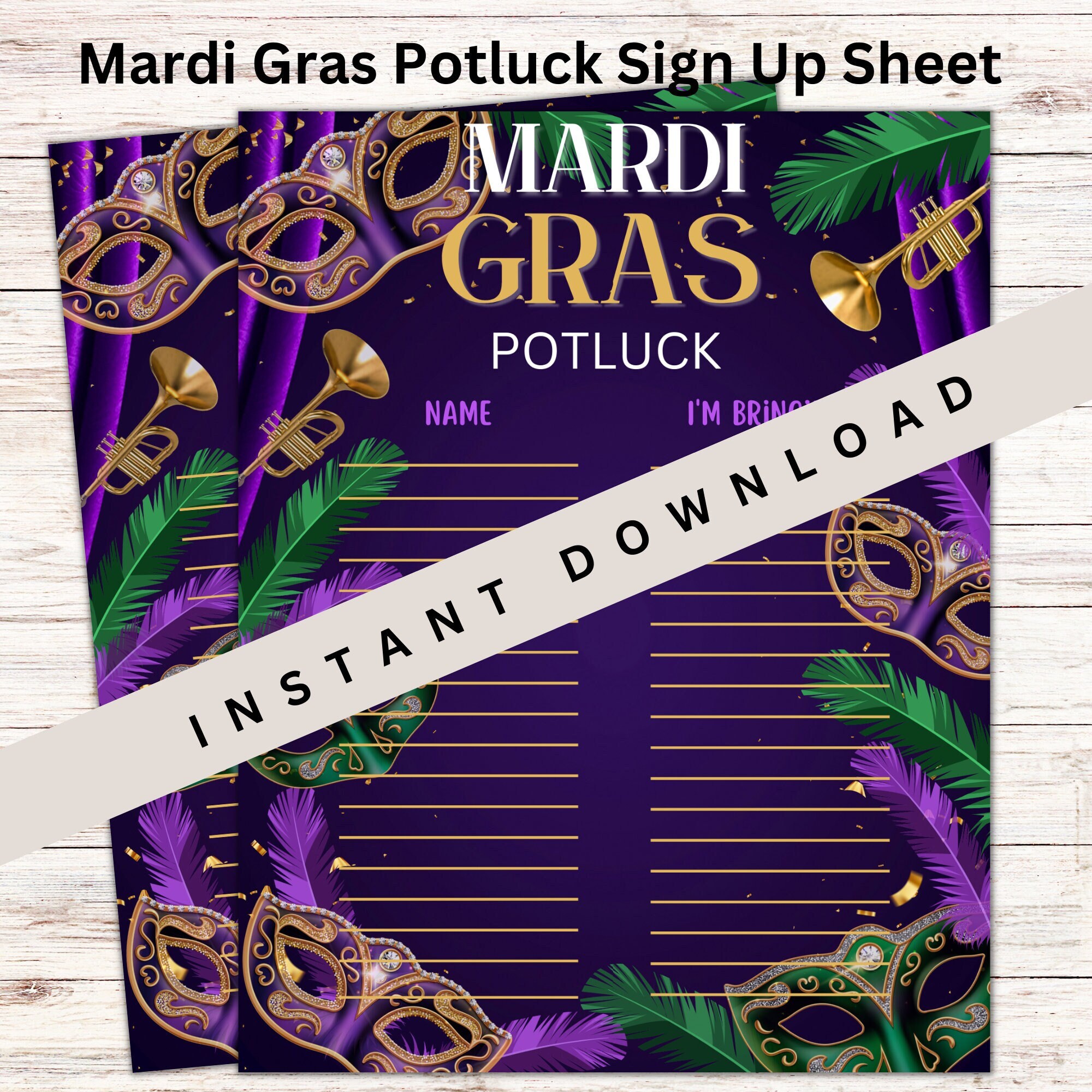 Mardi Gras Potluck Sign up Sheet, Holiday Potluck Sheet, Church Potluck ...