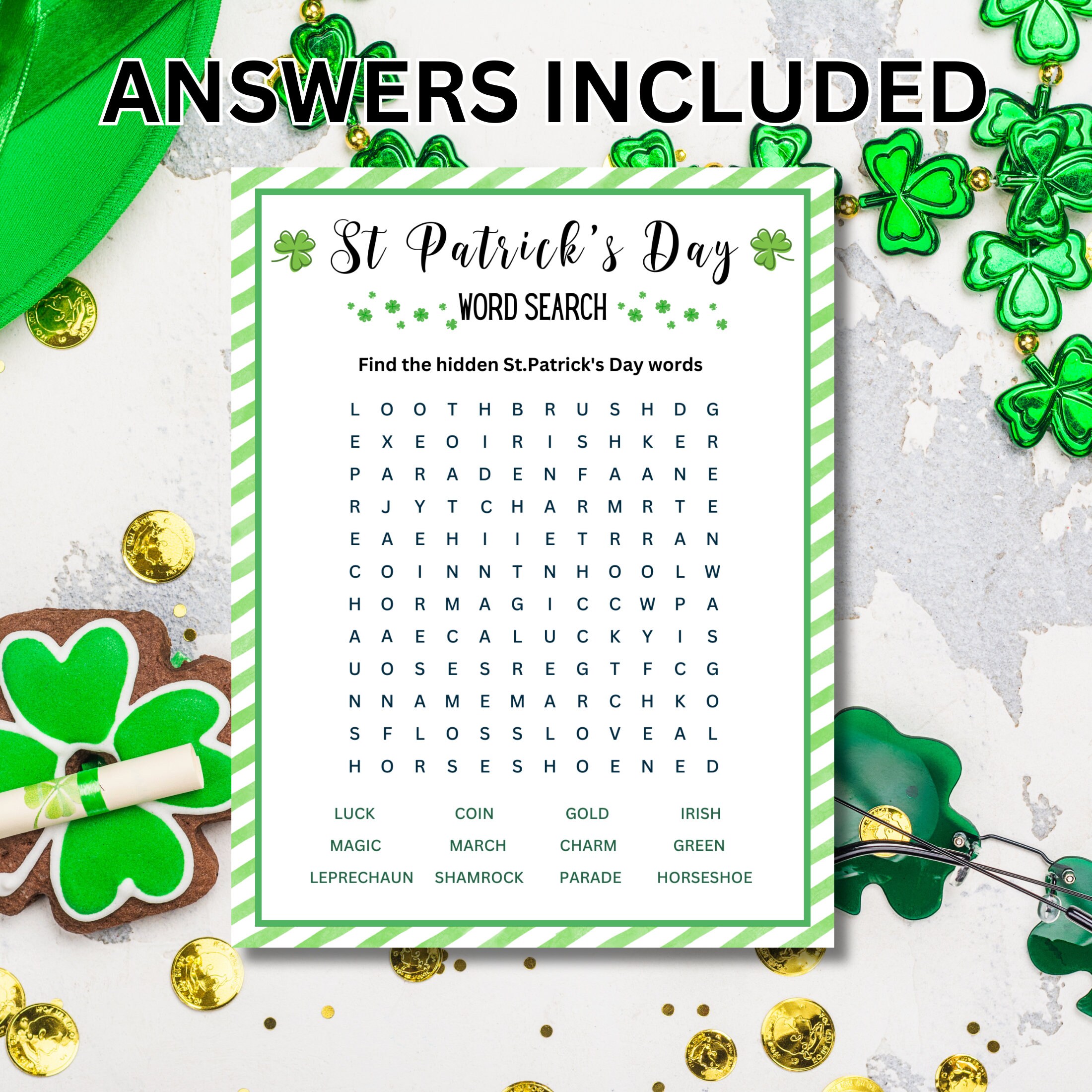 Printable St Patrick's Day Word Search Game, St Paddy's Day Game ...