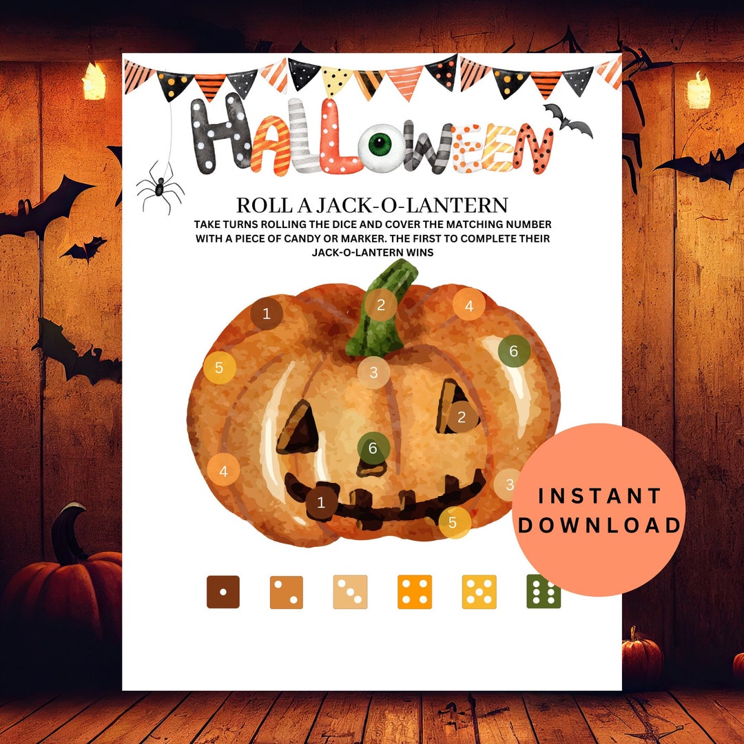 Halloween Roll a Jack-o-lantern, Halloween Activity, Halloween Adult ...