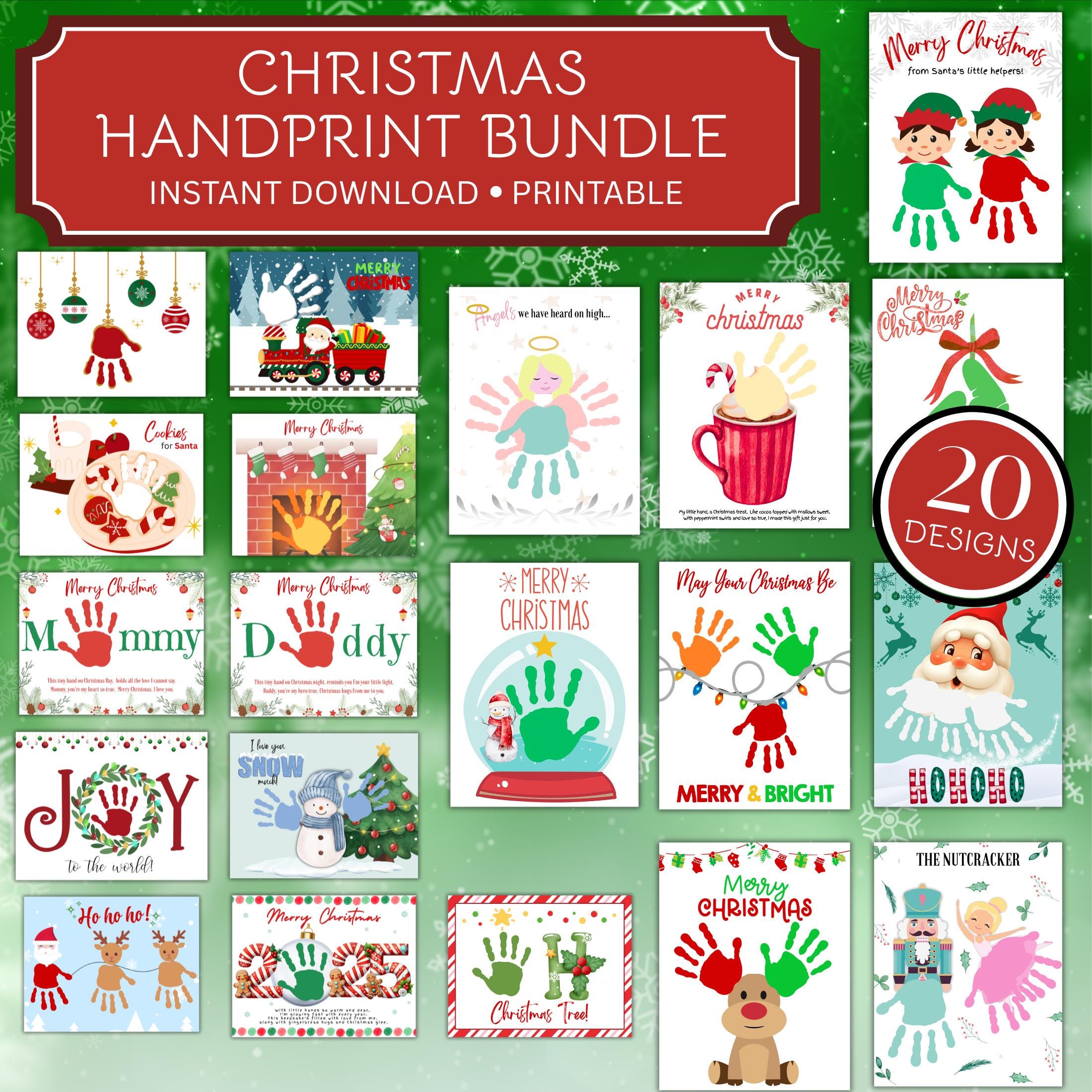Christmas Handprint Craft Printable Bundle, Christmas Preschool Craft ...