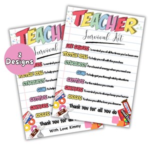 Teacher Survival Kit Back to School Gift Tag, Editable Tag for Teachers ...