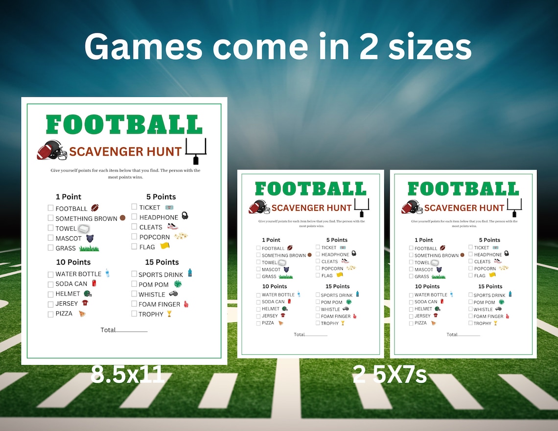 Football Game, Scavenger Hunt, Football Party Game, Football Birthday ...