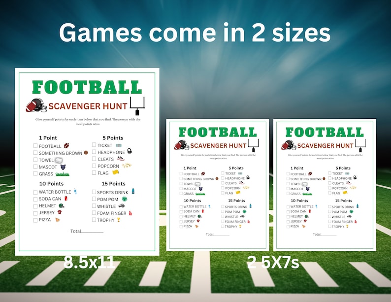 Football Game, Scavenger Hunt, Football Party Game, Football Birthday ...