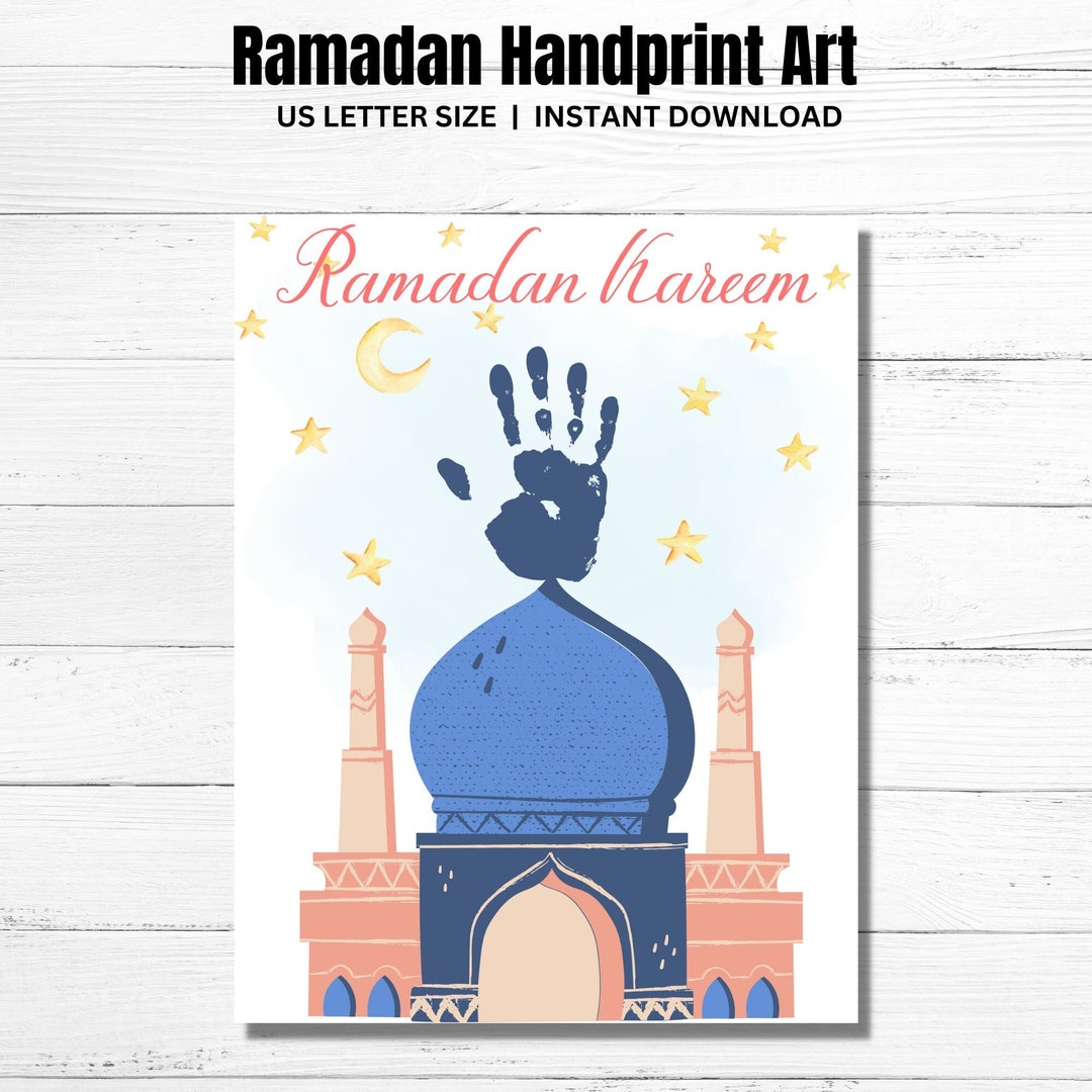 Ramadan Footprint Handprint Craft ART Printable, Ramadan Preschool Art ...