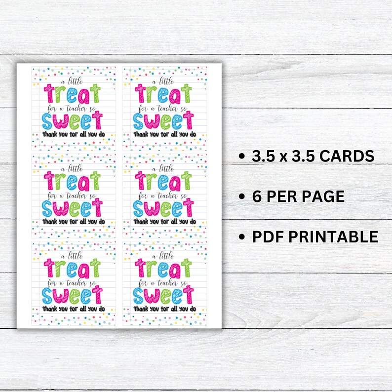 Teacher Sweet Treat Gift Tag, Teacher Appreciation, Baked Snack Teacher ...