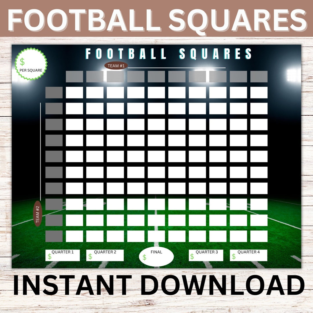 Football Squares, Football Squares, Football Board, Football Party Game ...