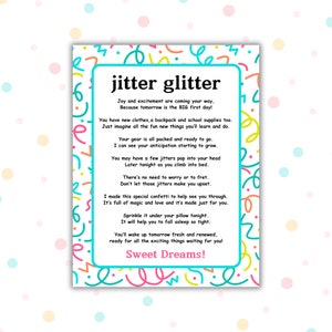 Back to School Jitter Glitter Printable, Back to School Student Gift ...