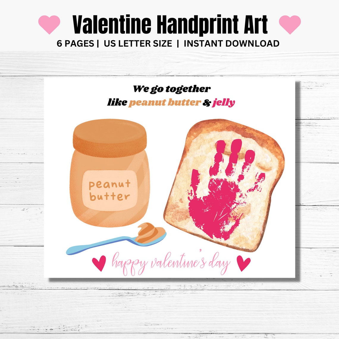 Valentine Handprint Craft ART Printable, Valentine Preschool Art ...