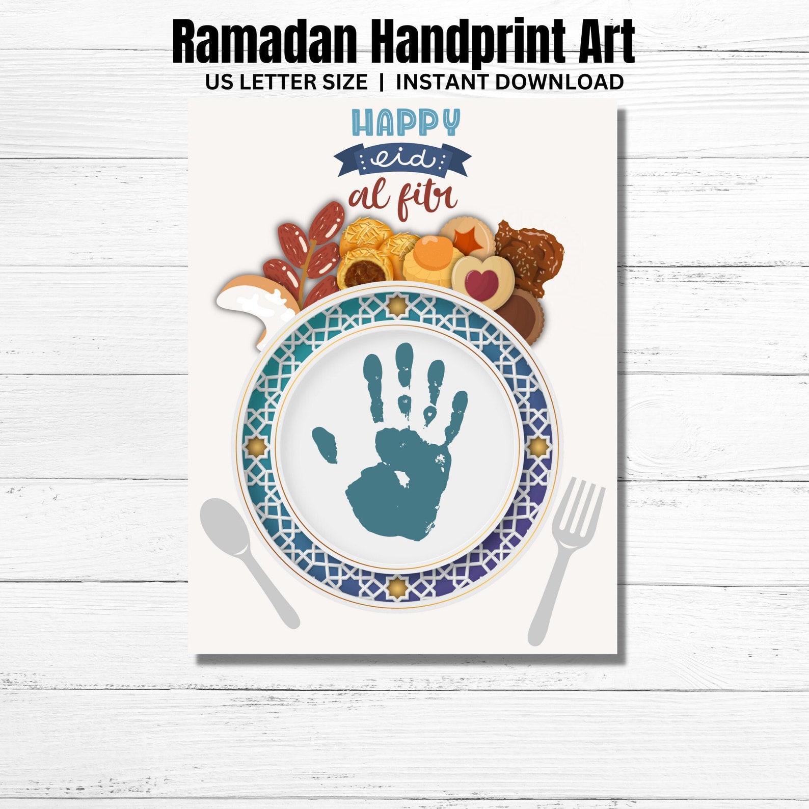 EID Ramadan Footprint Handprint Craft ART Printable, EID Preschool Art ...