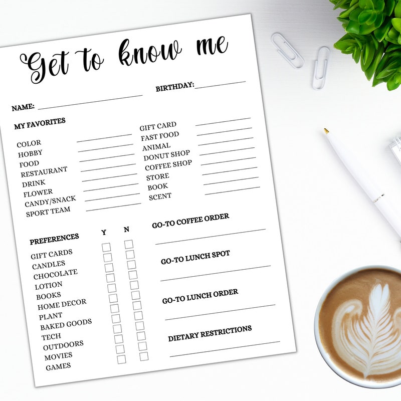 Get to Know Me Employee - Etsy