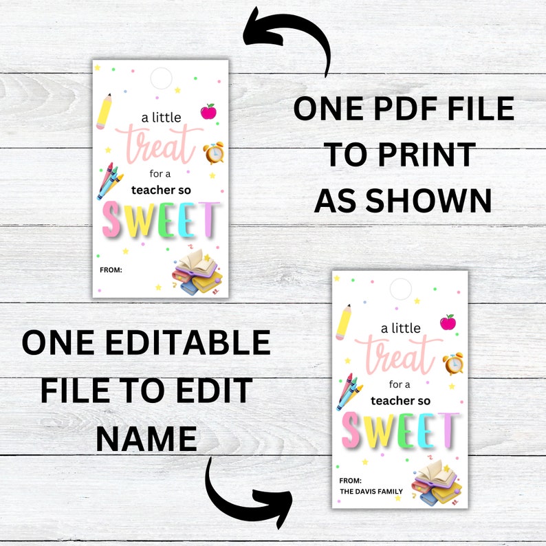 Editable Sweet Treat Teacher Gift Tag, Teacher Appreciation, End of ...