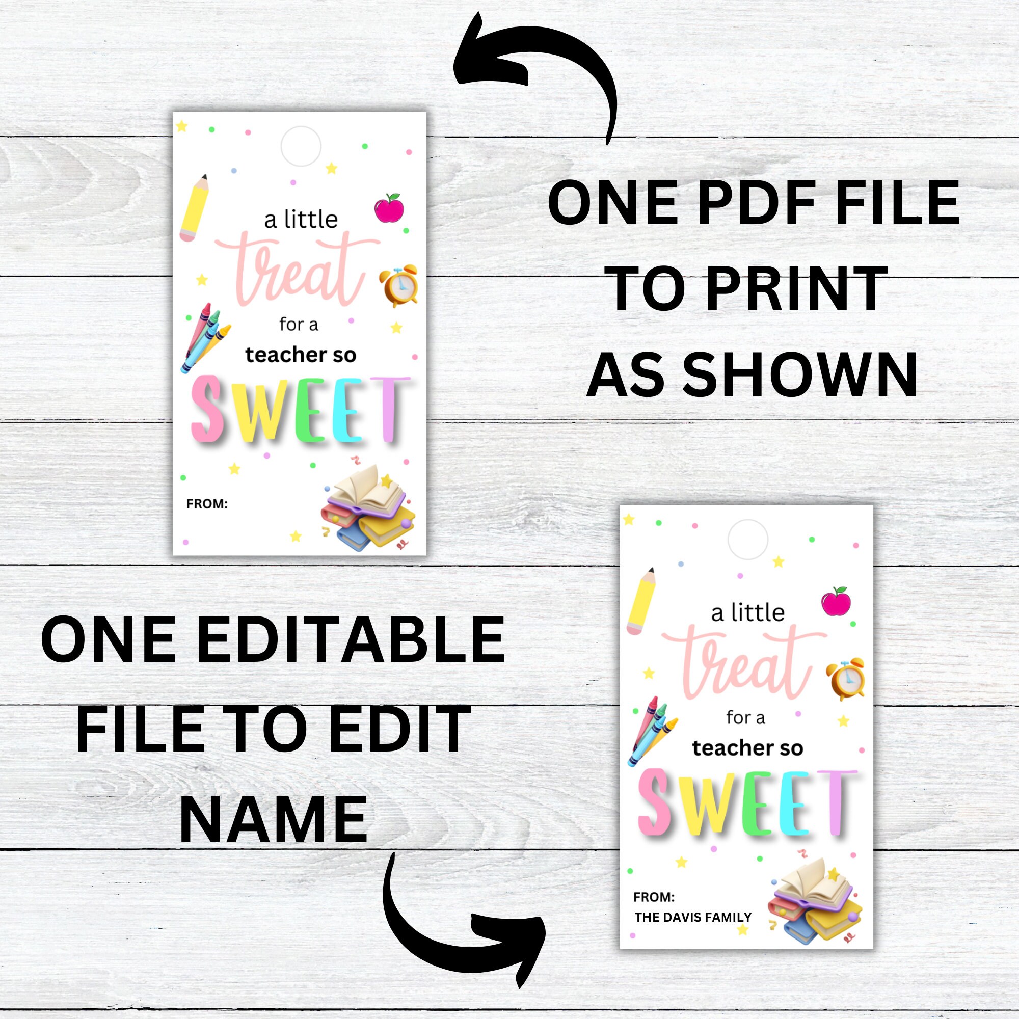 Editable Sweet Treat Teacher Gift Tag, Teacher Appreciation, End of ...