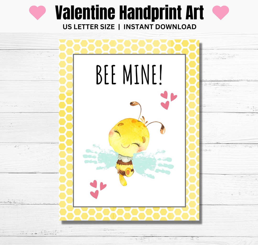 Valentine Handprint Craft ART Printable, Valentine Preschool Art ...