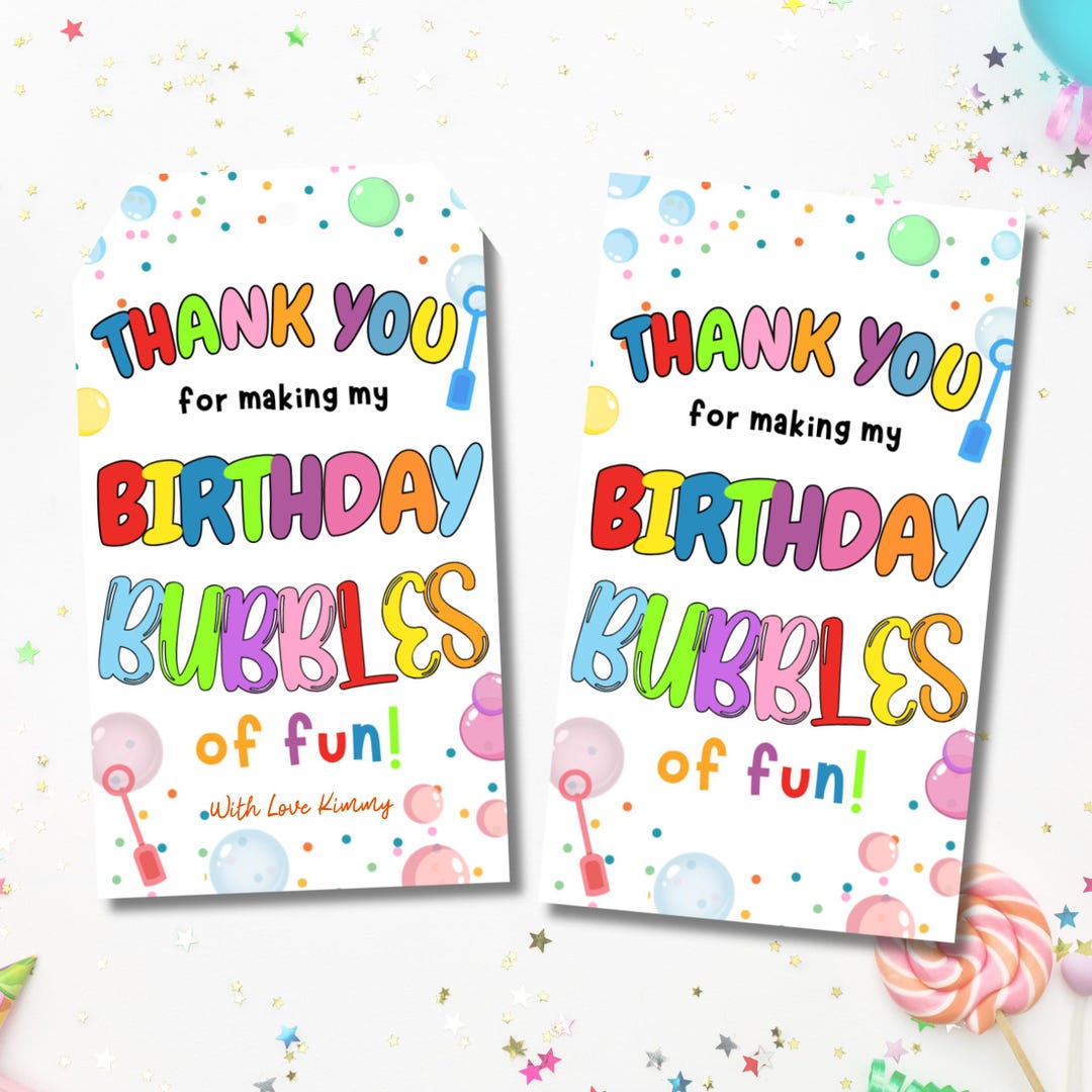Bubbles of Fun Party Favor, Birthday Party Favor Tag, Bubble Wand Gift ...