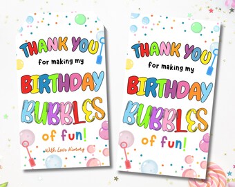 Bubbles of Fun Birthday Party Favors, Bubble Party Favors Tags, Bubble ...