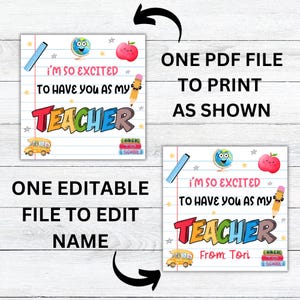 First Day of School Teacher Gift Tag From Student, Teacher Appreciation ...
