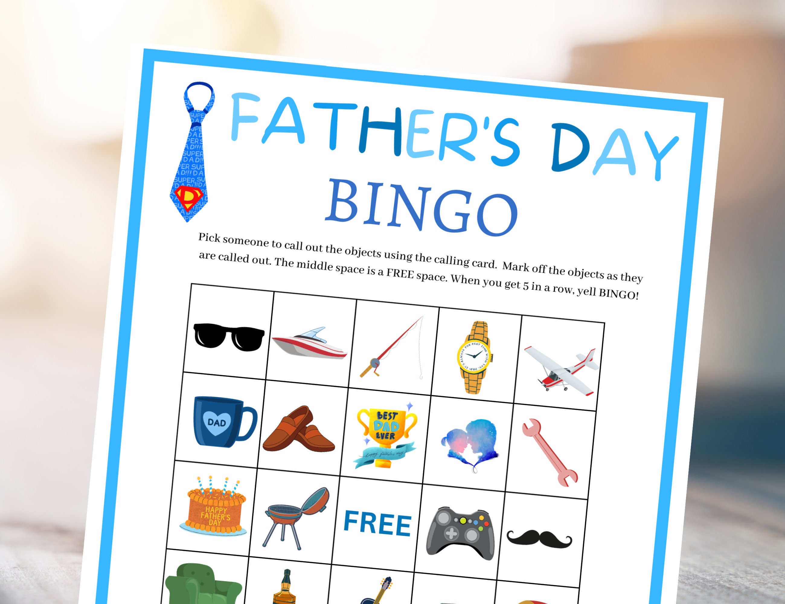 Father's Day Game, Bingo Game, Printable Family Game, Dad's Day Party ...