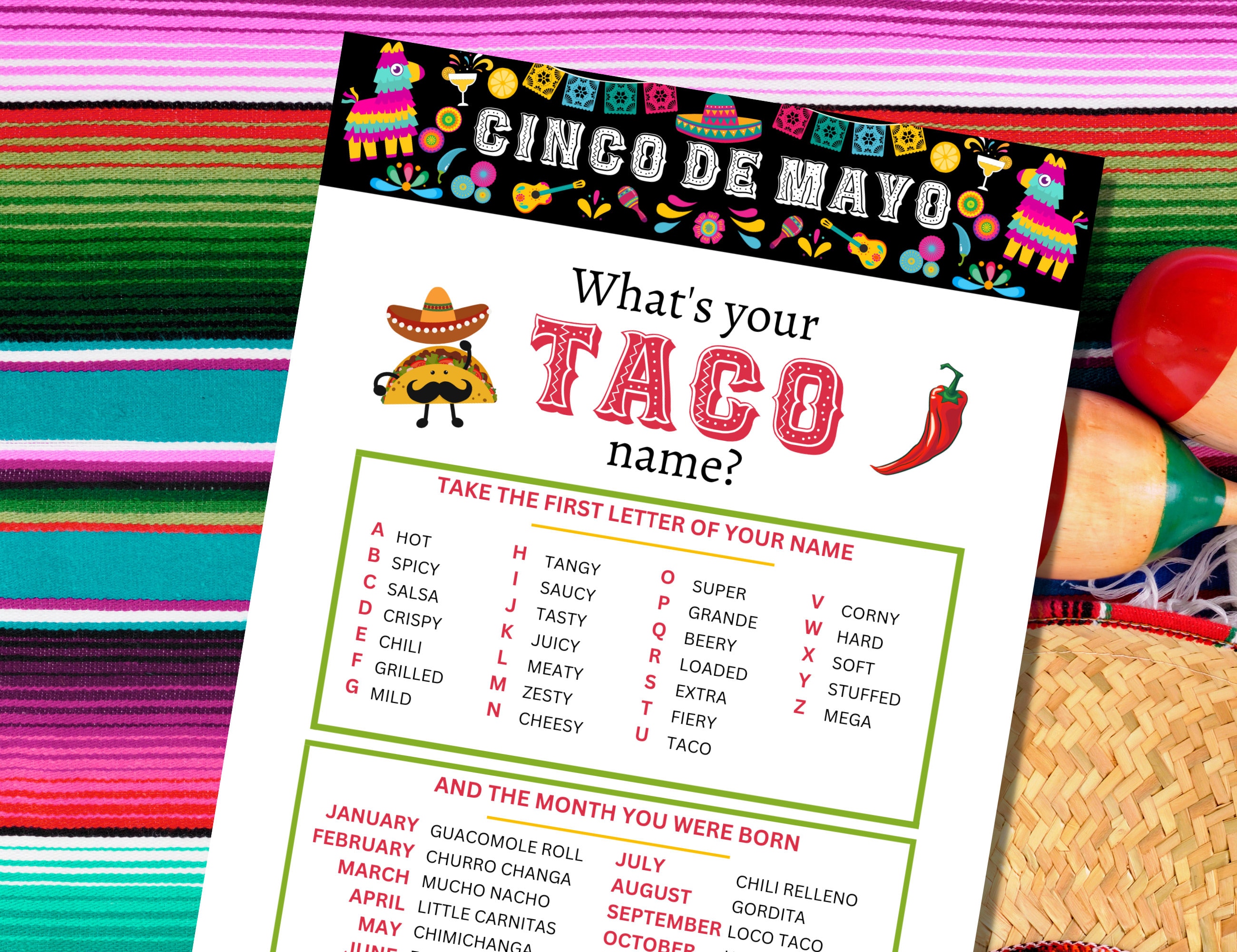 Cinco De Mayo Game, Cinco De Mayo Printable, Cinco De Mayo Party Games ...