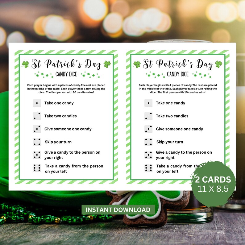 Printable St Patrick's Day Candy Dice Game, St. Paddy's Day Game ...