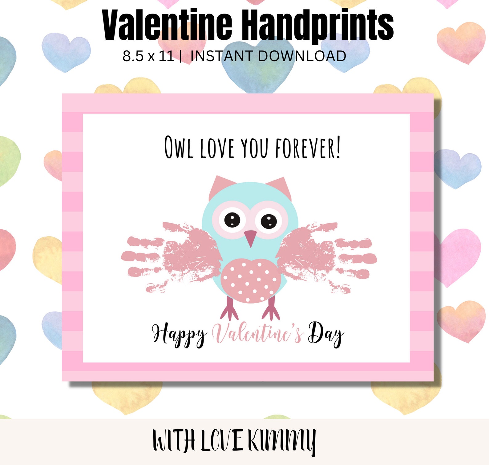 Valentine Handprint Craft ART Printable, Valentine Preschool Art ...