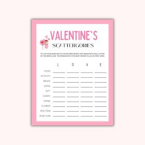 Scattergories Valentine's Party Game, Valentines Party Game and ...
