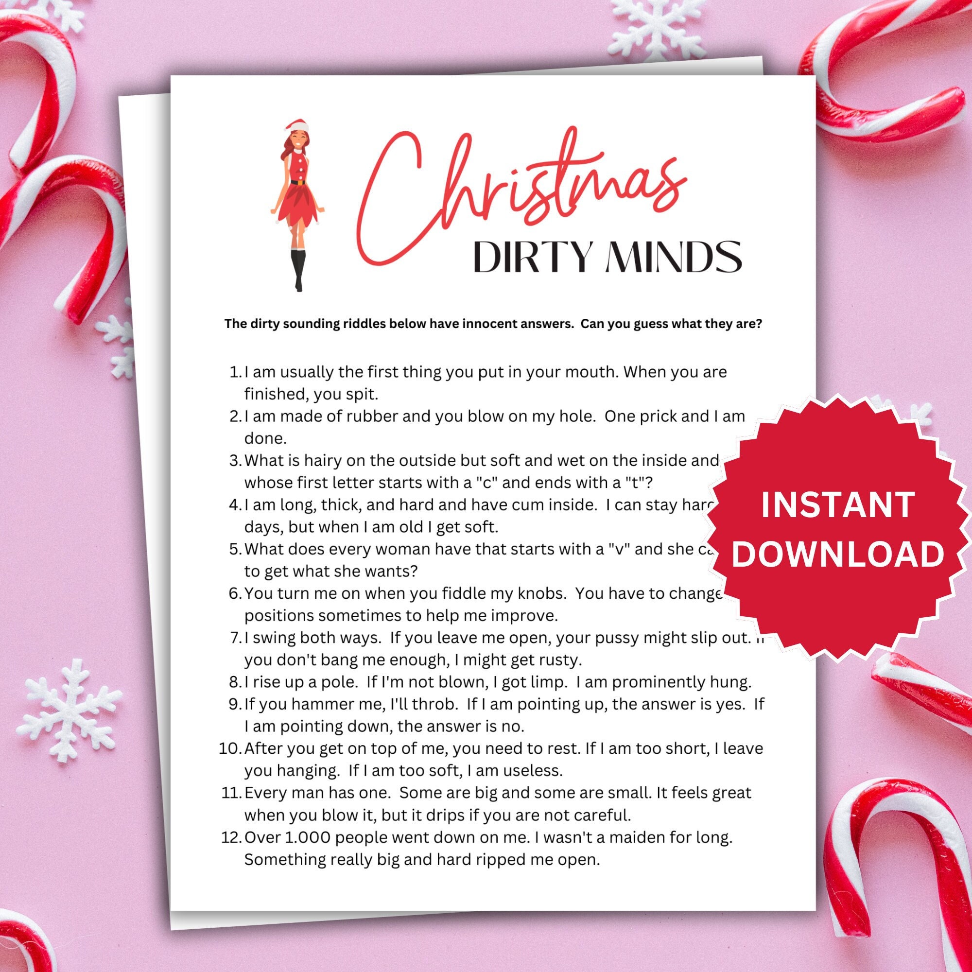 Dirty Minds Printable Christmas Game, Adult Ladies Night Out Party ...