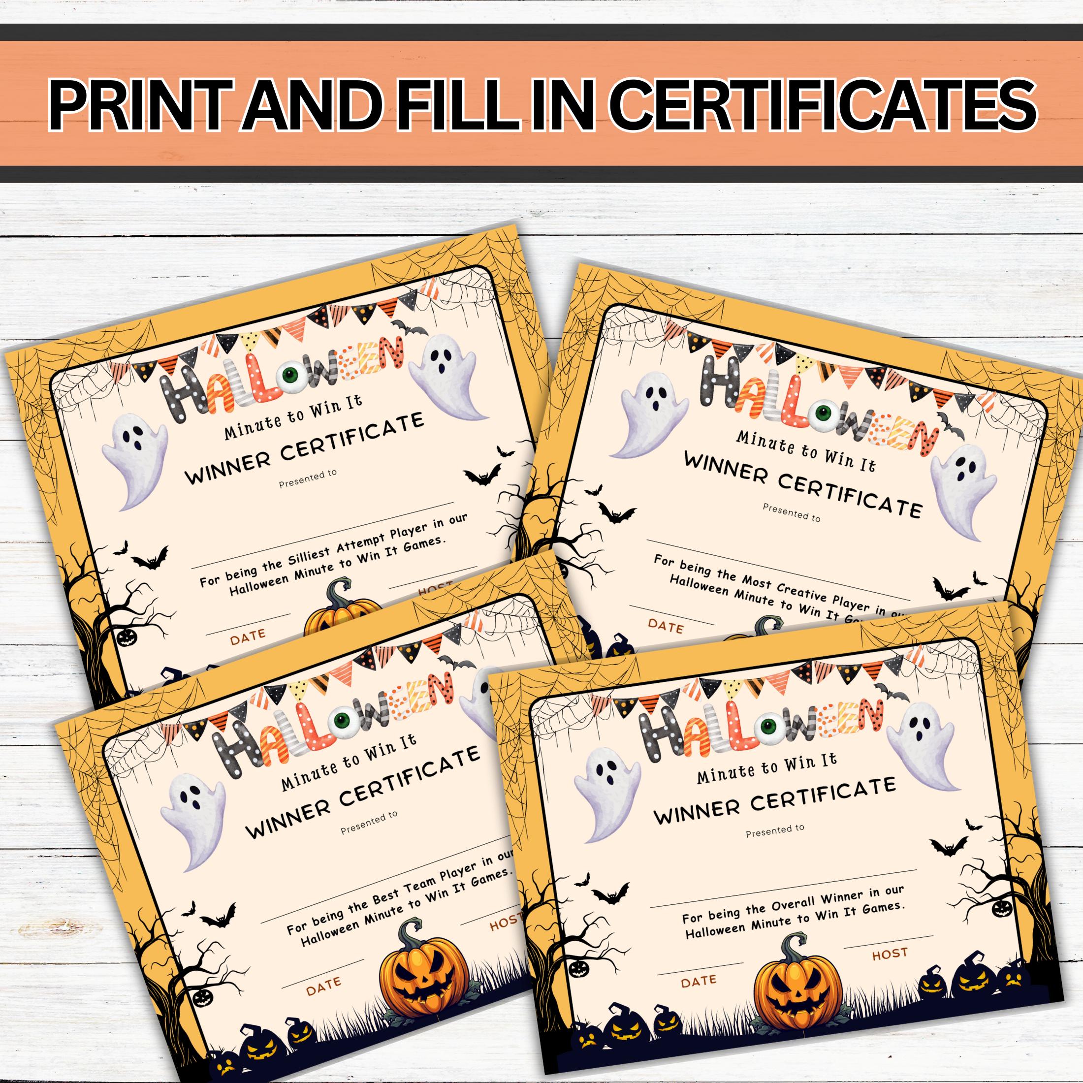Halloween Minute to Win It Games, 44 Printable Party Games, Classroom ...