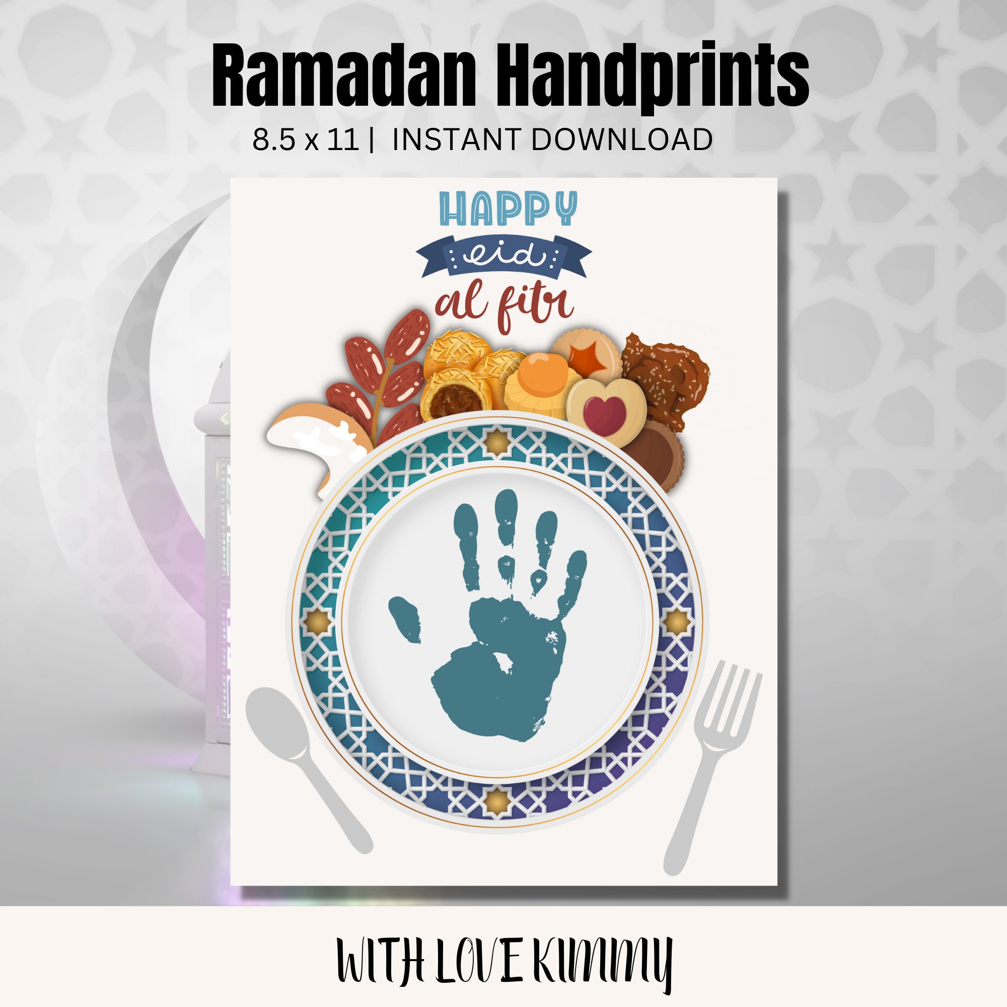 EID Ramadan Footprint Handprint Craft ART Printable, EID Preschool Art ...