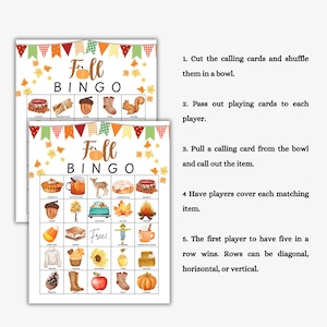 30 Fall Bingo Game, Autumn Bingo Game Activity, Fall Games, Autumn ...