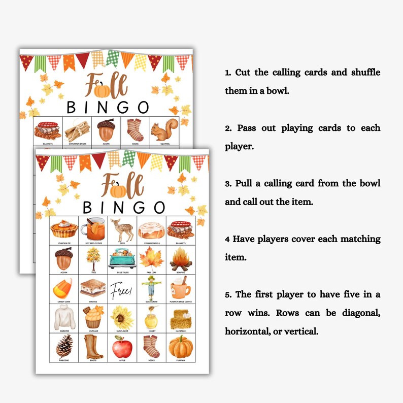 30 Fall Bingo Game, Autumn Bingo Game Activity, Fall Games, Autumn ...