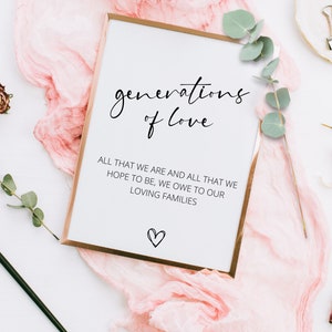Printable Wedding Generations of Love Sign | Modern Wedding Signs ...