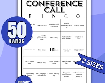 Conference Call Bingo, 50 Conference Call Bingo Game Cards, Conference ...