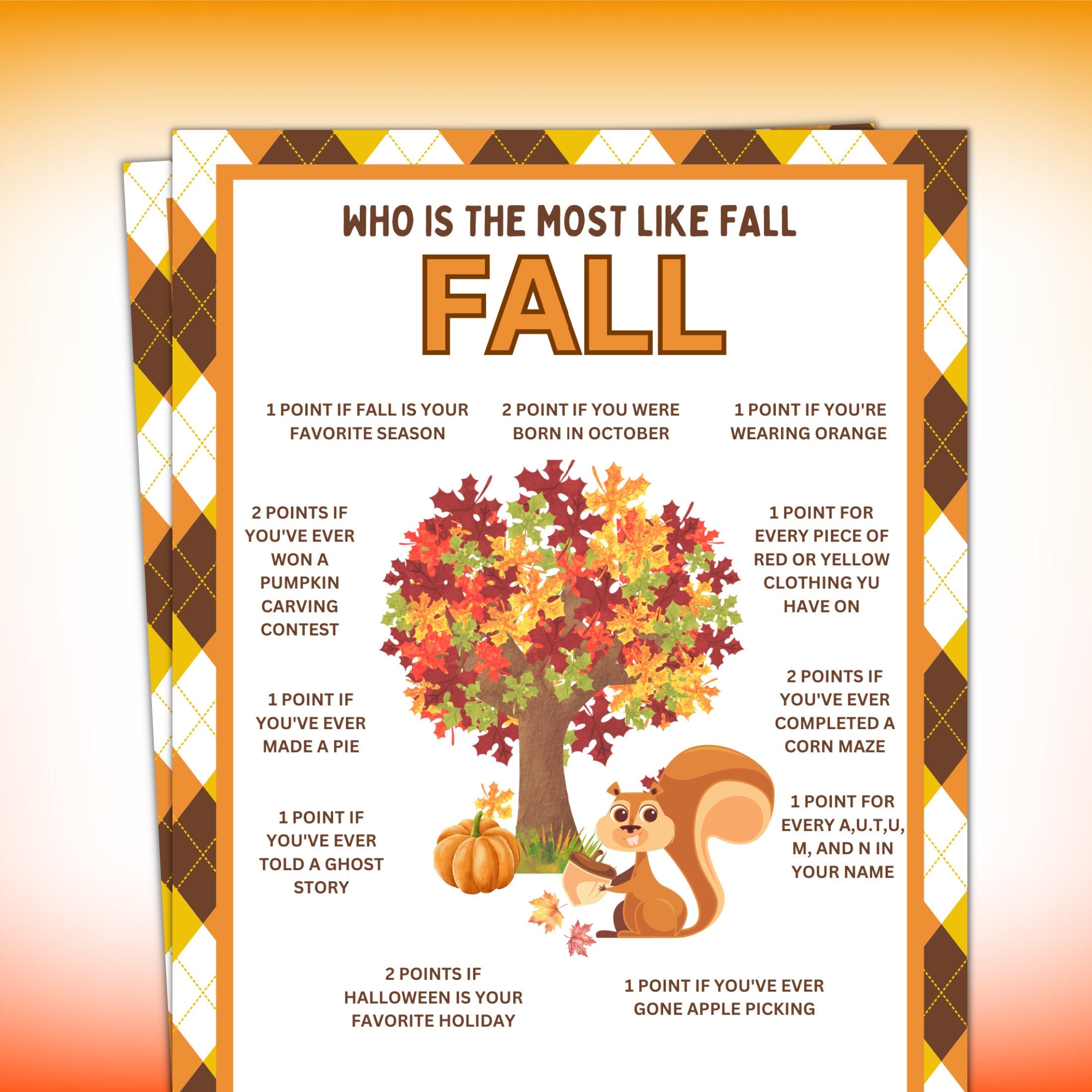 Fall Game, Who is Most Like Fall Game, Fall Game for Kids and Adults ...