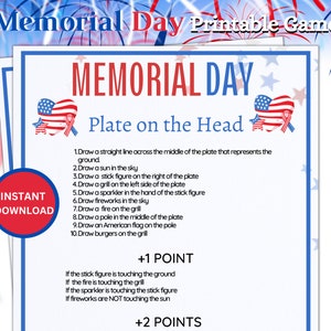 Memorial Day Plate on the Head Game, Printable Family Games, Patriotic ...