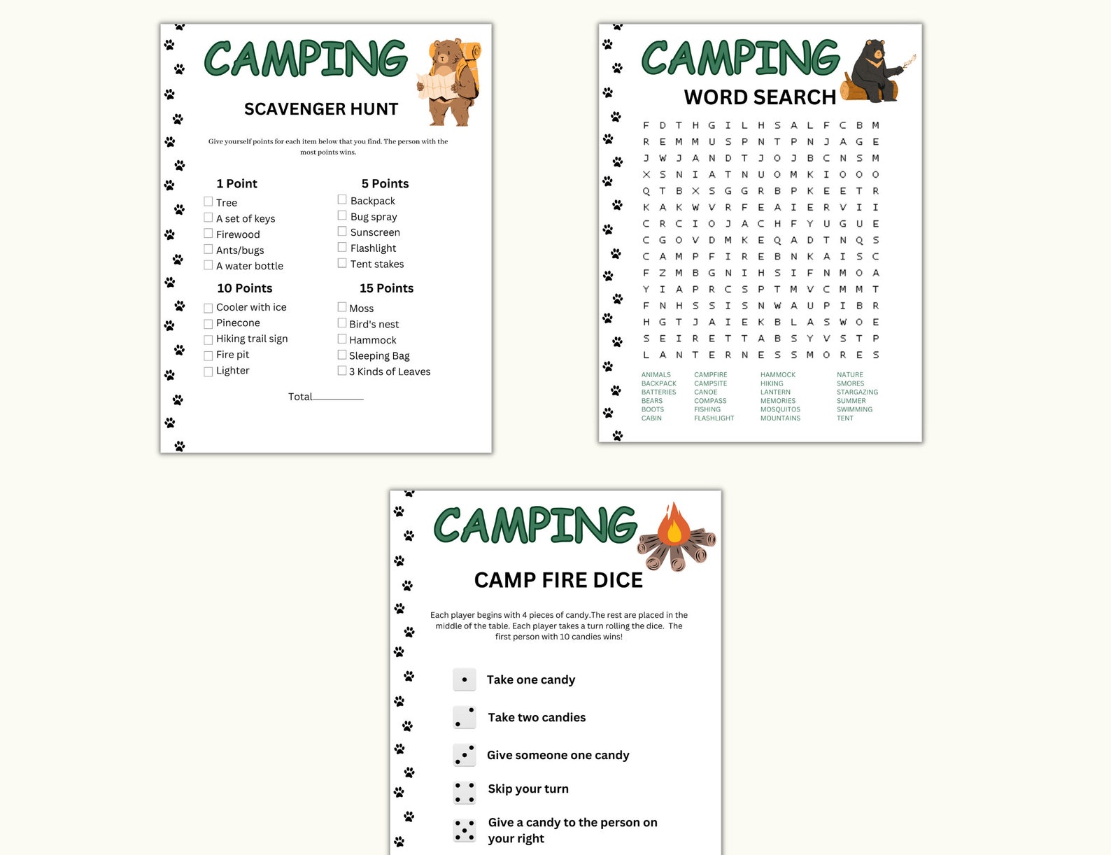 Camping Games Bundle for Kids & Adults Camping Activities - Etsy