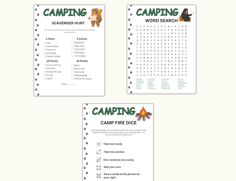 Camping Games Bundle for Kids & Adults Camping Activities - Etsy