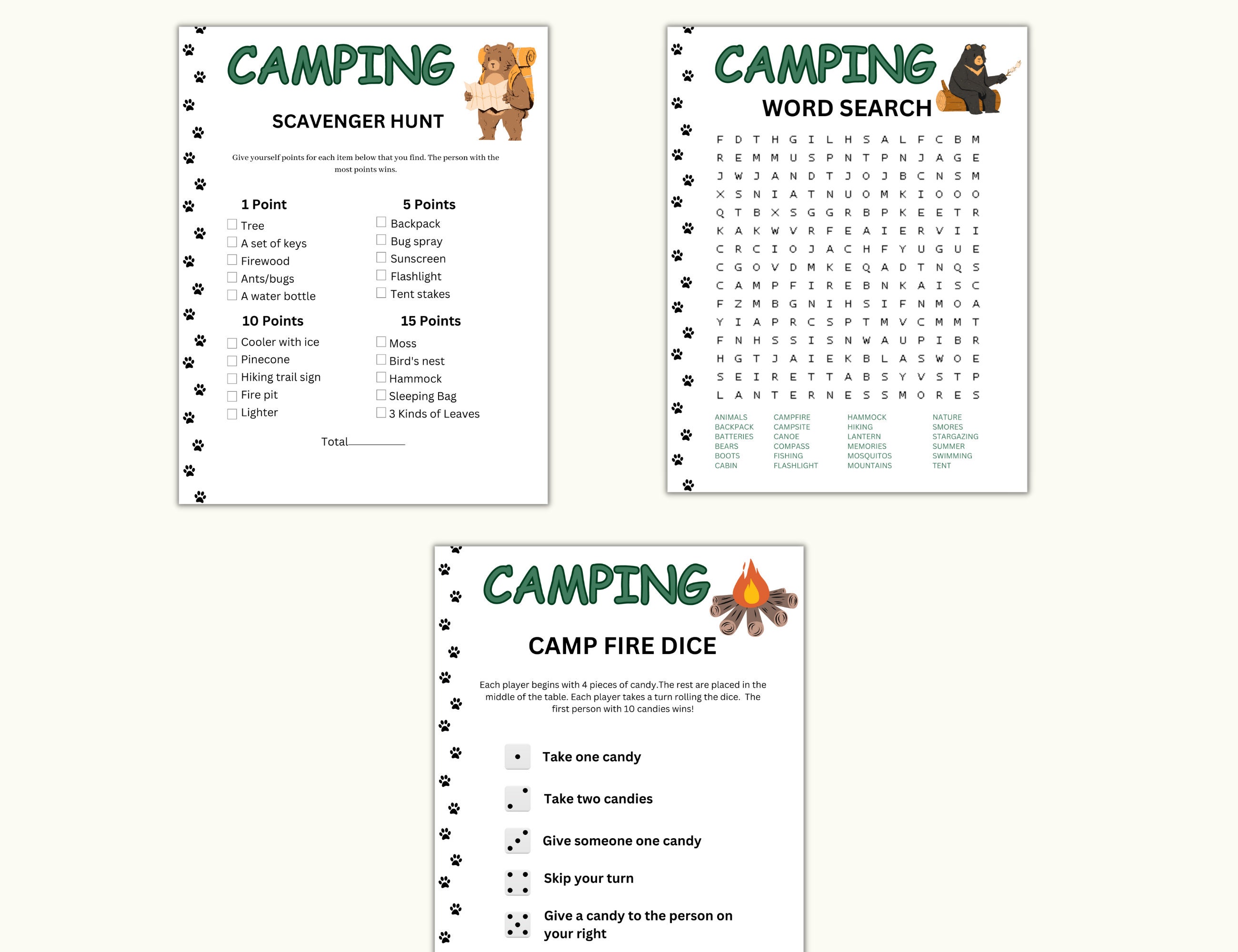 Camping Games Bundle for Kids & Adults Camping Activities - Etsy