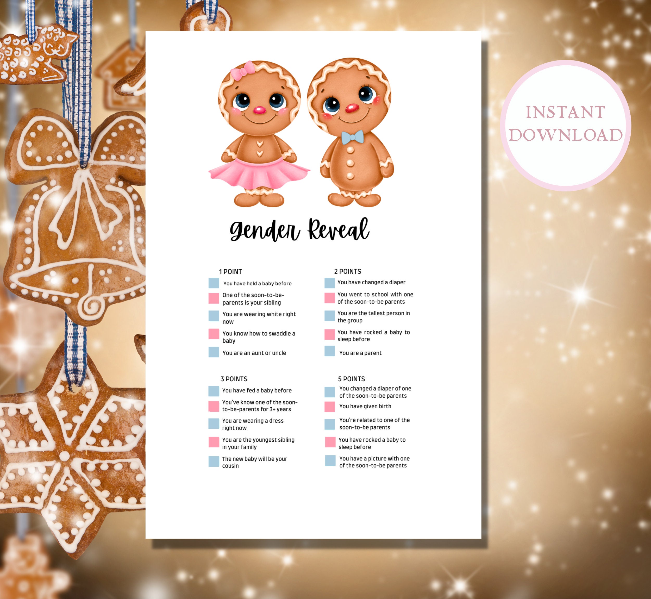 Gingerbread Baby Gender Reveal Printable Games Are Perfect for Your ...