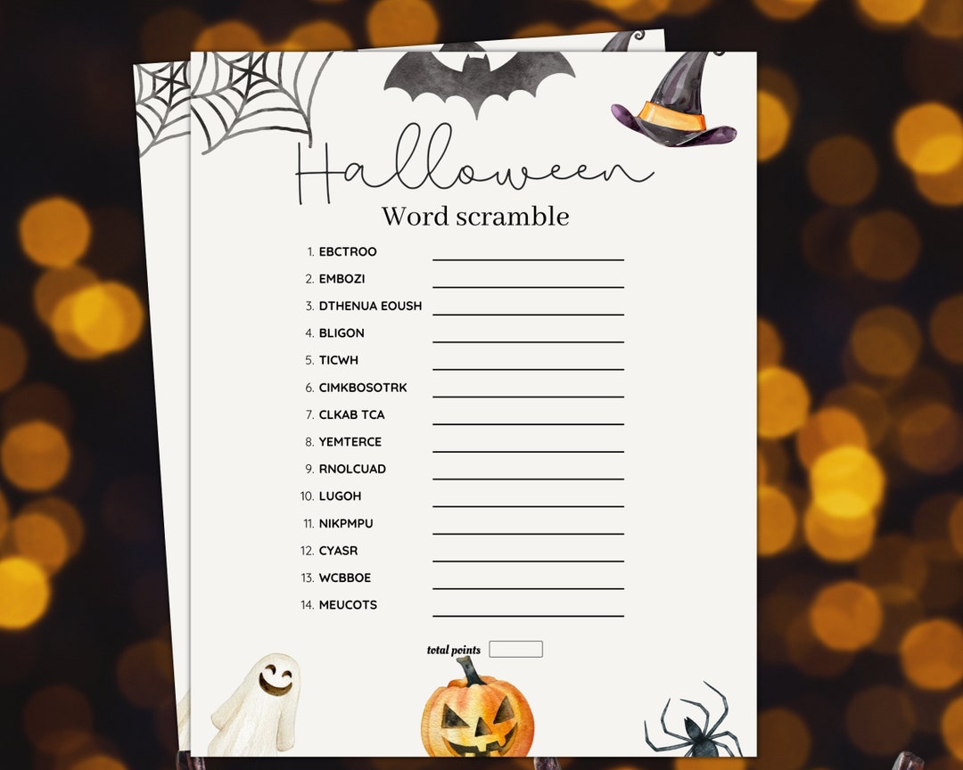 Halloween Party Game, Word Scramble, Halloween Party Activities ...