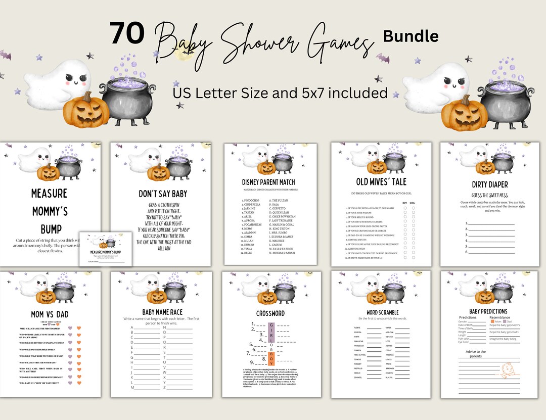 Halloween Baby Shower Game Bundle, BABY is Brewing Shower Game Pack ...