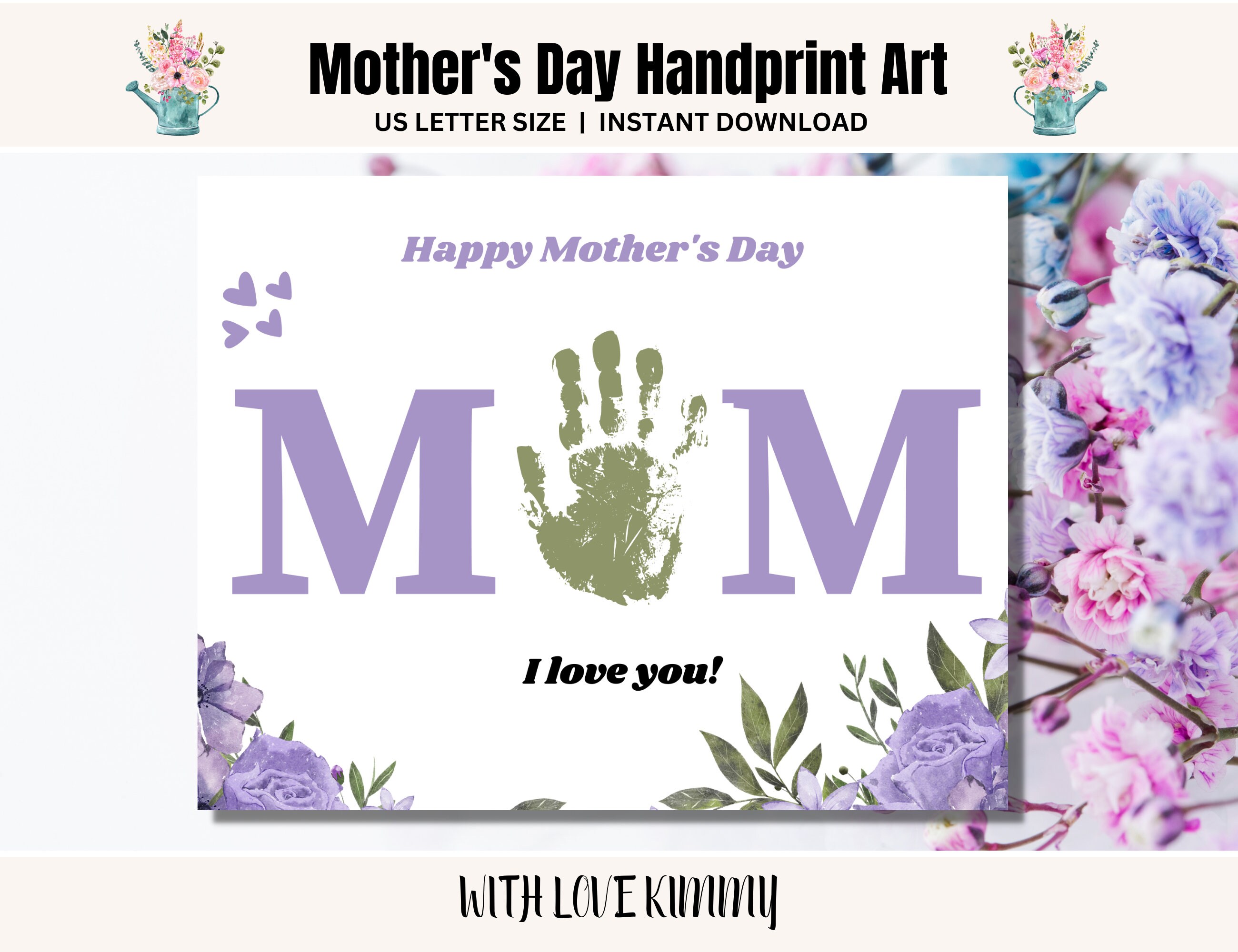 Mother's Day Handprint Activity, Mother's Day Printable, Happy Mother's ...