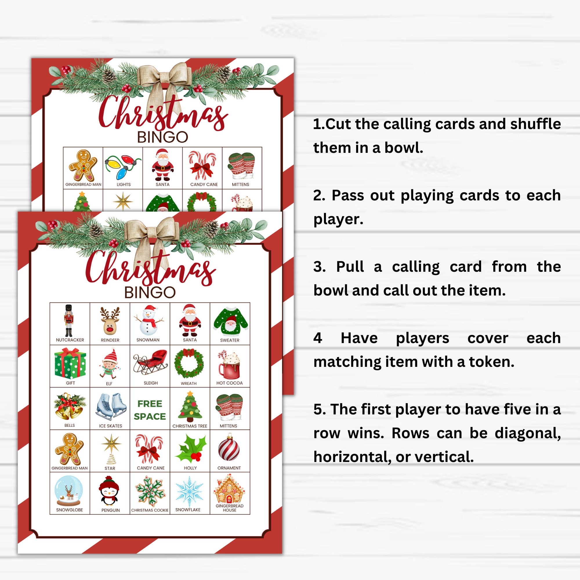 30 Unique Christmas Bingo Game Kids and Adult, Bingo Card Christmas ...