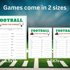 Football Game, Finish the Phrase, Football Party Game, Football ...