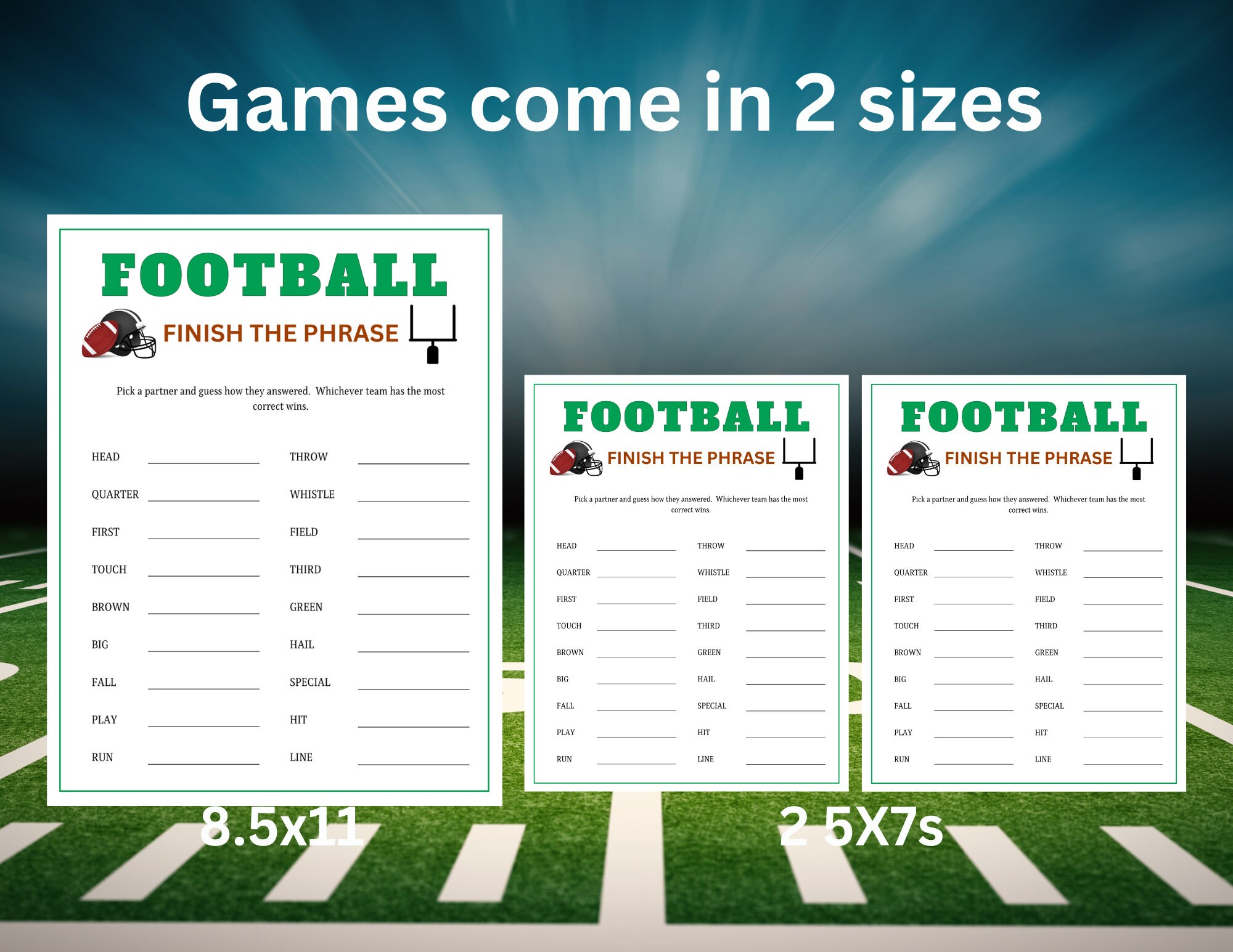 Football Game, Finish the Phrase, Football Party Game, Football ...