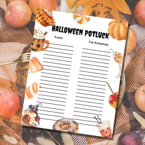 Halloween Potluck Sign up Sheet, October Potluck Sheet, Church Potluck ...