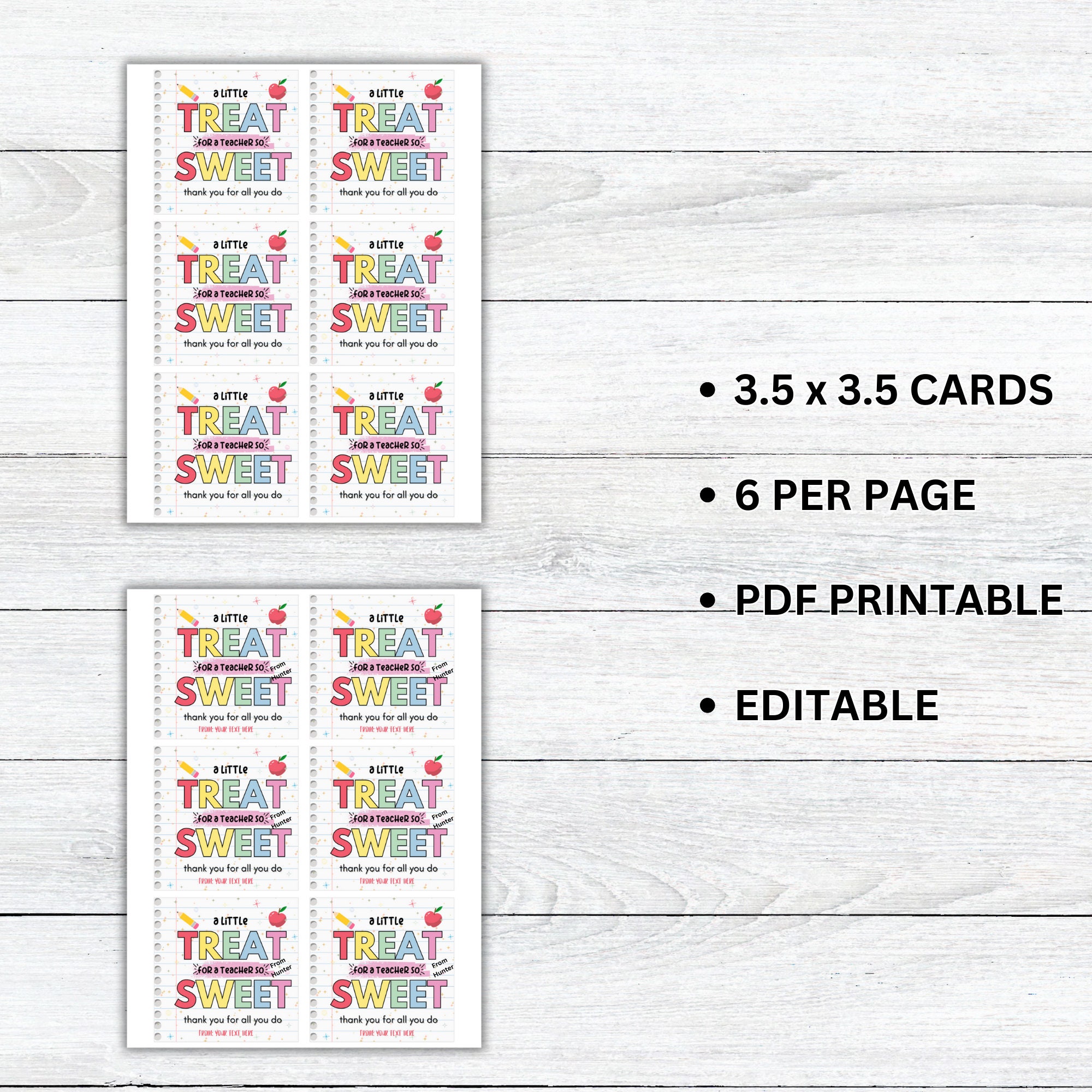 Editable Sweet Teacher Treat Gift Tag, Teacher Appreciation Week, End ...