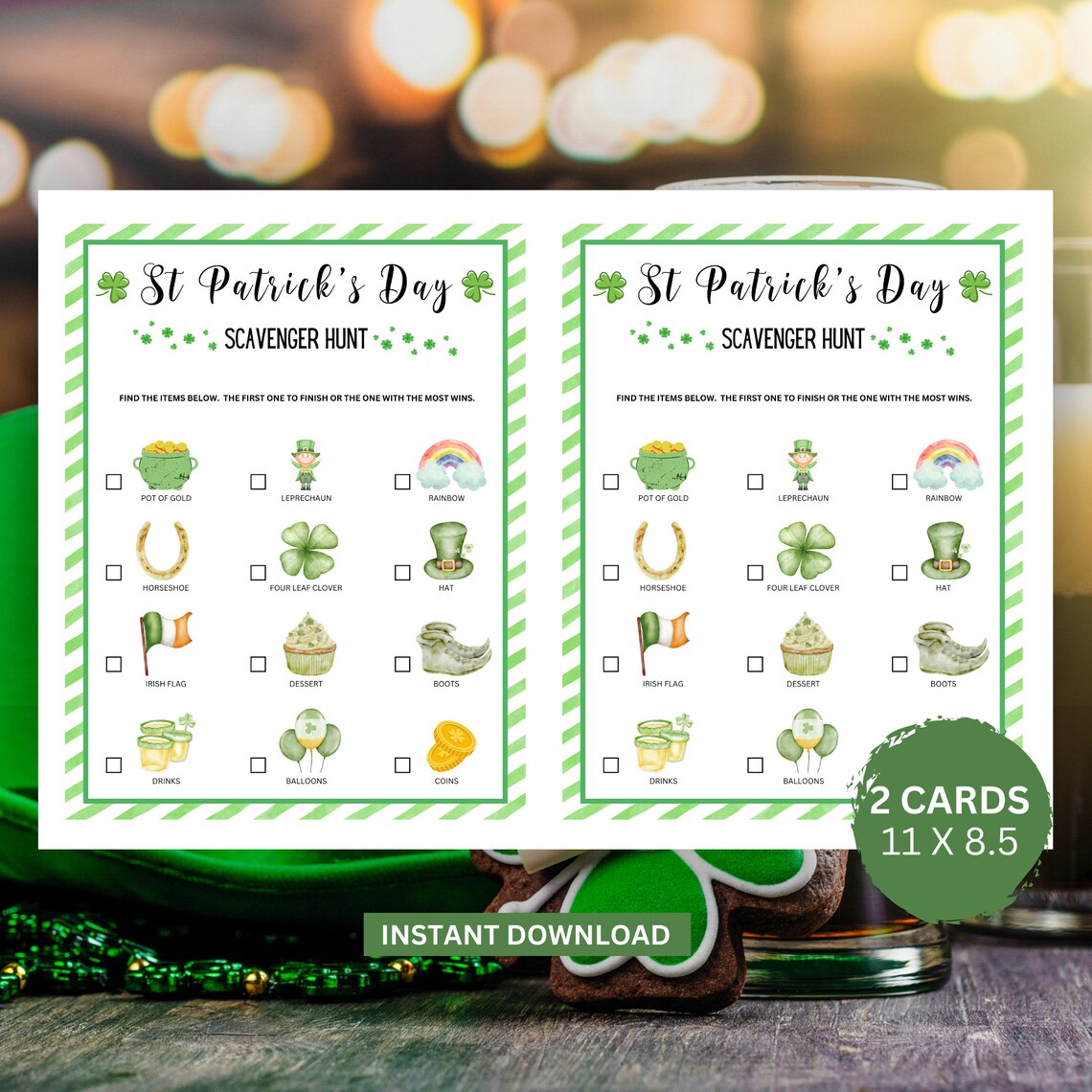 Printable St Patrick's Day Scavenger Hunt Game, St Paddy's Day Game ...